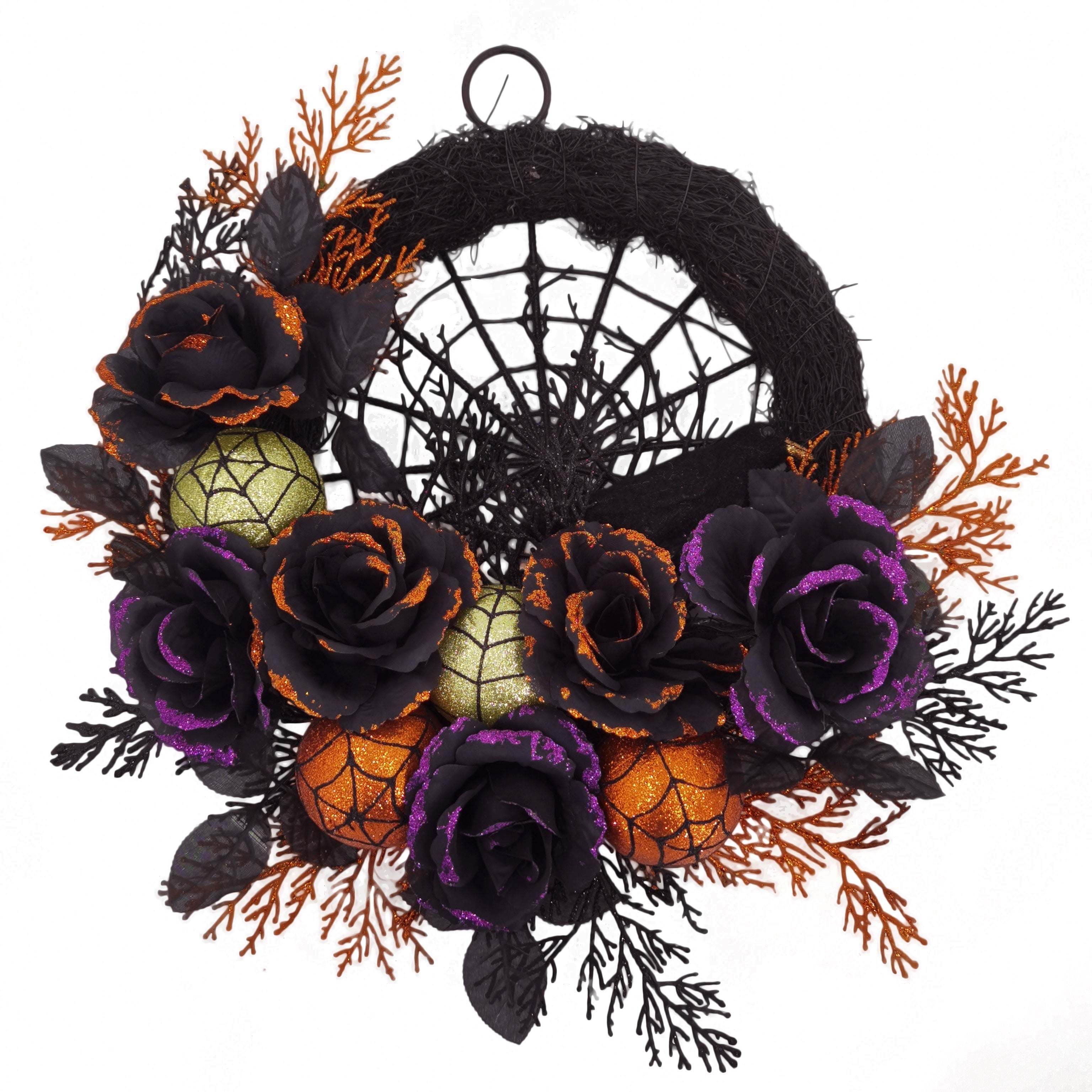 Halloween_Gothic_Floral_Wreath_-_Black_Roses___Spiderweb_Front_Door ...